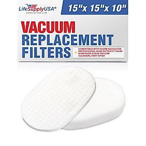 LifeSupplyUSA Vacuum Foam and Felt Filter Replacement Compatible with Shark Navigator Professional NV60 NV70 NV71 NV80 NV90 NV95 UV420 Vacuum Cleaners, Part XFF80