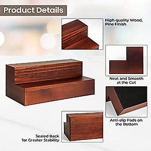 B4Life Liquor Bar Bottle Display Shelf, 2 Tier Real Wood Bar Shelves for Liquor Bottles, Bar Shelf for Liquor, Liquor Shelf for Home Bar Liquor Shelves Bottle Display (2 Pack)