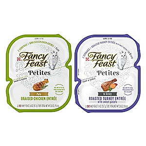 Fancy Feast Petites Gourmet Wet Cat Food Gravy & Pate Grain-Free Twin Packs All 10 Flavors, 20 Servings