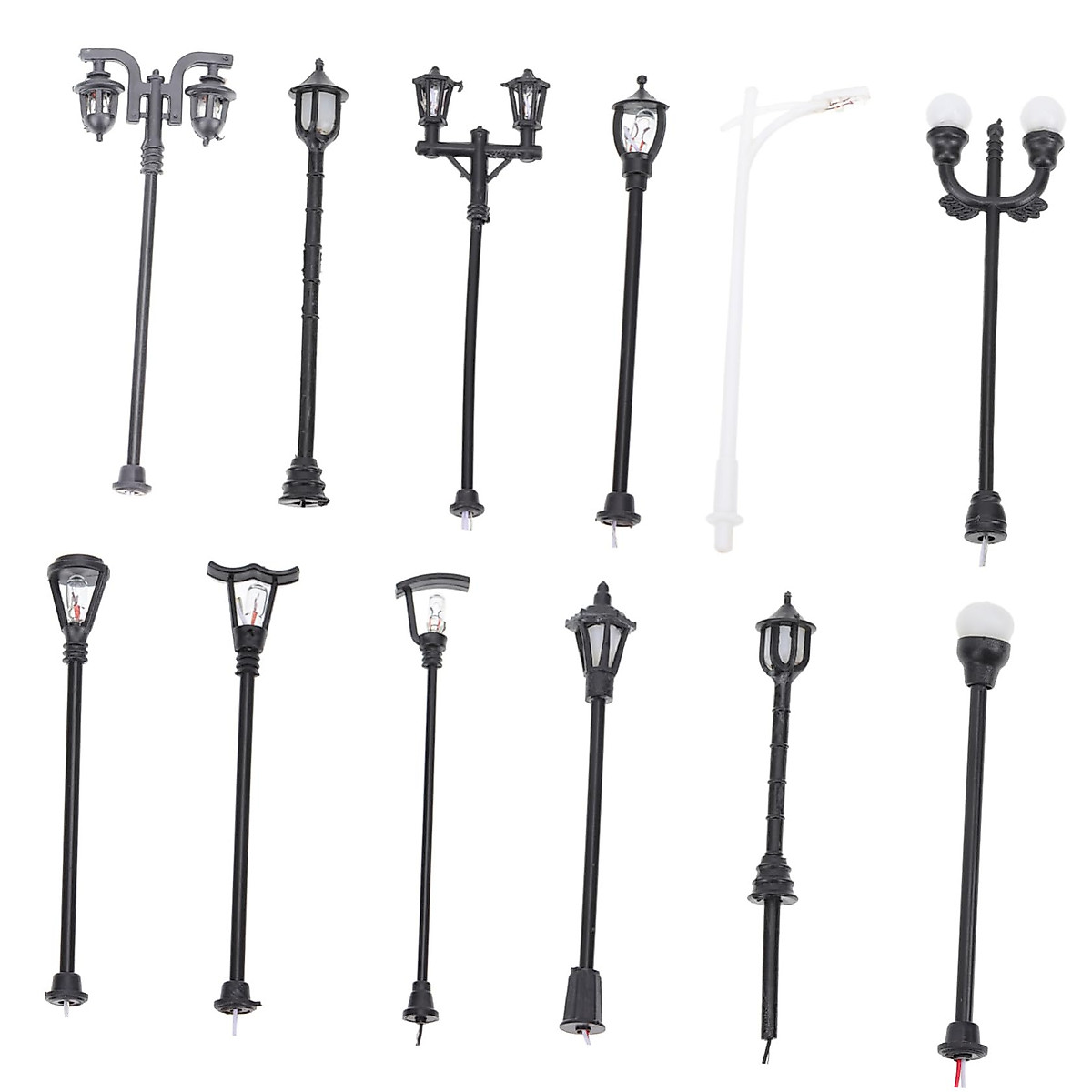 DOITOOL 12pcs Model Street Lights Miniature Pe Material Landscape Street Lamps for Decor and Mini Garden Random Style