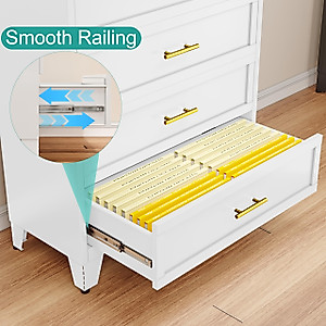 winiowa White 4 Drawers Dresser for Bedroom, Metal Dresser & Chest of Drawers, 43.1" H Tall Storage Cabinet Drawers Organizer with Large Storage Space, Steel Chest of Drawers for Living Room, Hallway