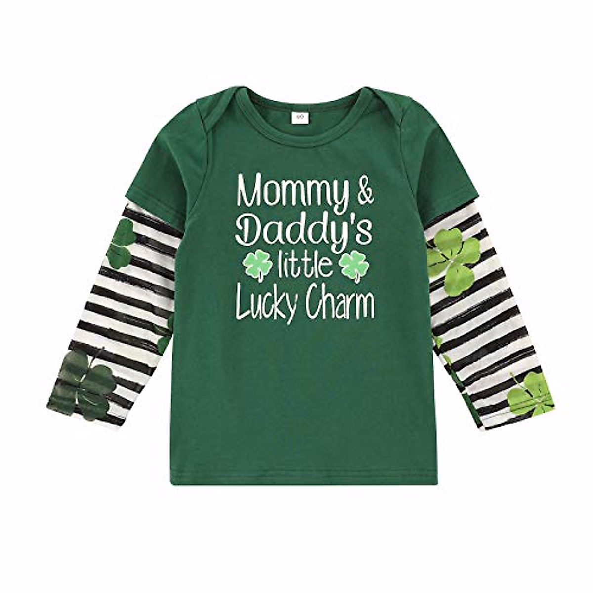 St. Patrick's Day Toddler Boys Girls Clothes Clover Tattoo T-Shirt Mommy and Daddy’s Lucky Charm Shirt Fashion Tees Tops(18-24 Months)
