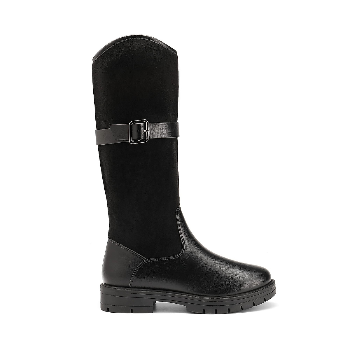 DREAM PAIRS SDBO221K Girls Knee High Buckle Fashion Riding Boots Little Kid/Big Kid Black Size 4