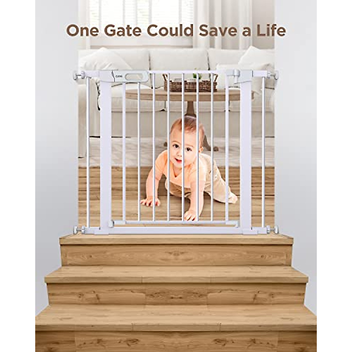 Ciays 29.5” to 37.8” Safety Baby Gate, Extra Wide Auto-Close Dog Gate for Stairs, Easy Walk Thru Indoor Pet Gate for Doorways and Rooms, White Child Gate Easy Pressure Mounted Installation