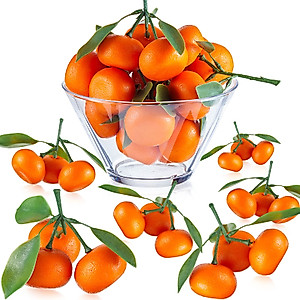 WILLBOND Artificial Orange Fake Orange Simulation Mini Orange Decorative Kitchen Table Decoration Realistic Artificial Fruit Bowl Tray for Home Party Kitchen Festival Decoration (7 Clusters)