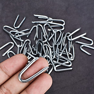 Steel Wire Fencing Staples 50Pcs Wire Staples Galvanized Fencing Staples U Shaped Nails 1-1/4'' Fence Post Staples for Wire Mesh & Woven Fencing