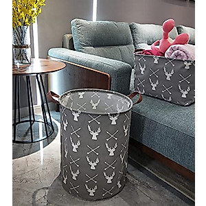 HIYAGON Baby Storage Basket Cute Toy Basket for Boys and Girls Kids Storage Bin Organizer Box Gift Basket Empty Rectangular Deer Room Decor for Home(Grey deers)