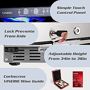 VINERIE Premium 24 Inch Wine Cooler Refrigerators, 46 Bottle Dual Zone Built-in or Freestanding Fridge with Upgrade Compressor & Tempered Glass Door, 41F-73F Digital Temperature Control
