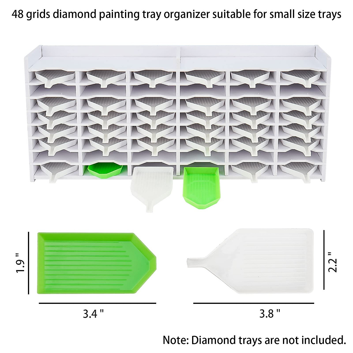 Krafetto 48 Grids Diamond Painting Tray Storage Holder Drill Pen & Multi-Boat Tray Organizer Rack Art Diamond Painting Accessories Kits, for Small Size Trays