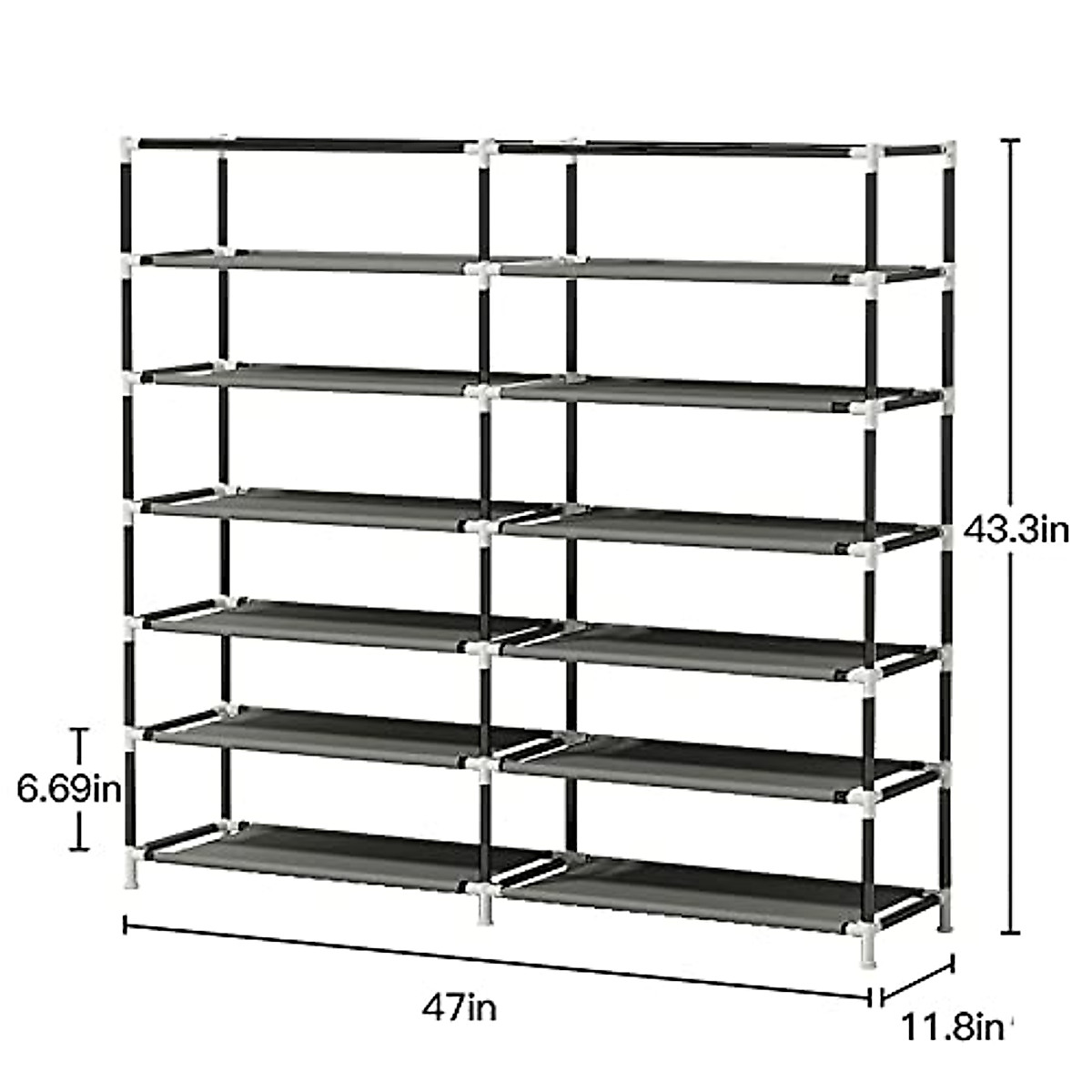 UDEAR Shoe Rack Portable Storage Free Standing Shoe Organizer with Non-Woven Fabric Cover (Brown)
