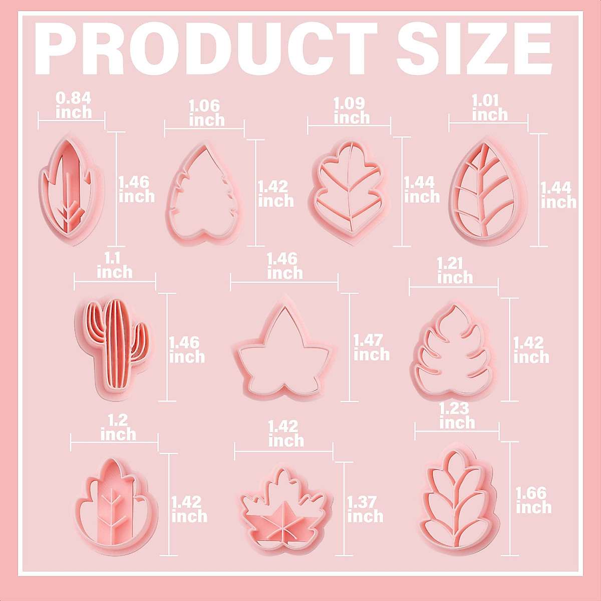 Jartian Leaf Shape Cutters Set, 10 PCS Clay Earring Cutters for Jewelry Making Supplies, Polymer Clay Tools with Earring Clip and Earring Hook