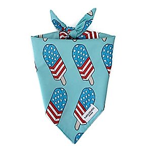 Fabulous Fido Summer Accessories 100% Cotton Dog Summer Bandana, Dog Apparel Cooling Scarf, Patriotic Pet Supplies Essentials Unisex Summer Clothes Party Outfit Costumes (Blue)