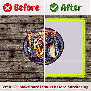 Bobocawa Fire Pit Mat for Deck - Fire Mat fpr Fire Pit Ember Mat for Under Fire Pit for Deck & Grass Outdoor Visible at Night 39 x 39 Inches Square Protector