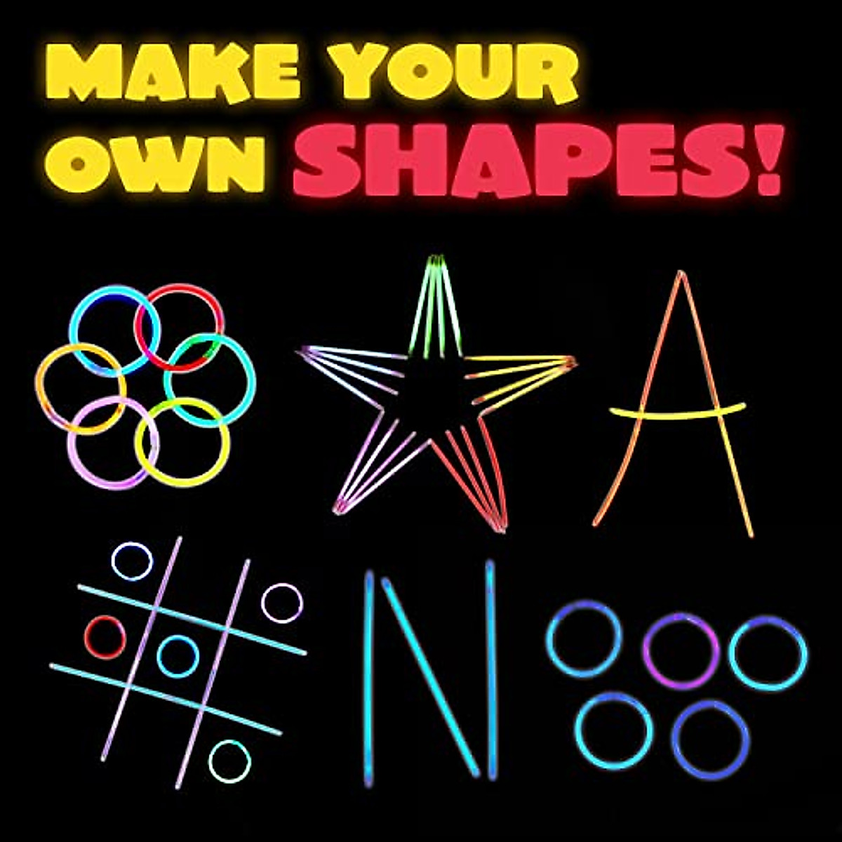 JOYIN 100 Pcs Glow Sticks Bulk 8" Glowsticks, Glow Stick Bracelets Necklaces, Glow in the Dark Party Favors, Easter, Christmas, Halloween Party Supplies Pack, Football Party Supplies