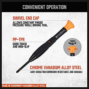 HORUSDY Mini Screwdriver Set, Set of 24 Pieces Magnetic Small Phillips/Slotted/Torx Star Screwdrivers, Precision Screwdriver Set for Repairing Eyeglass Phone Watch, Orange, Blue, Pink