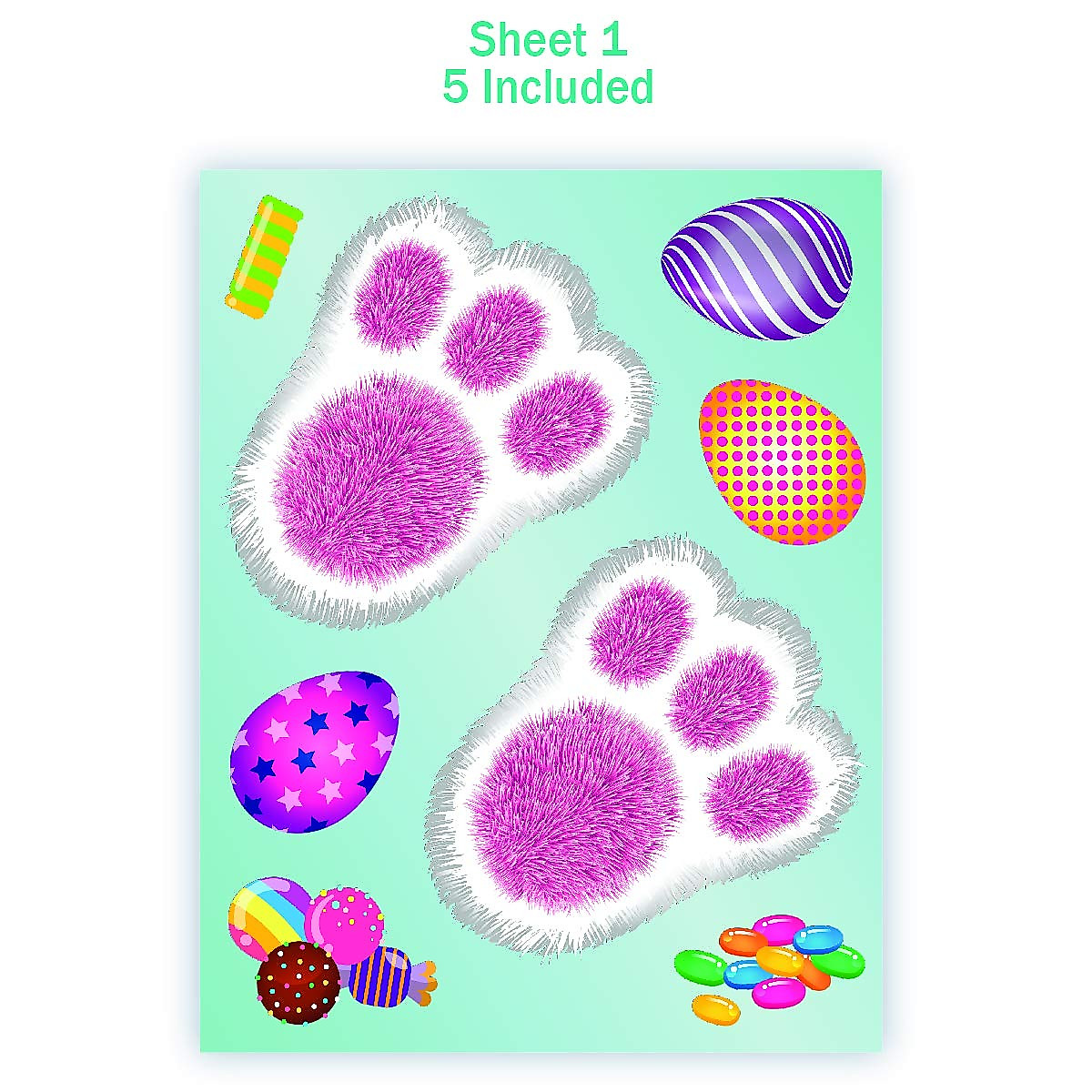 Easter Decorations Bunny Footprints Kit – 80 Total Paw Print Egg & Candy Floor Decals