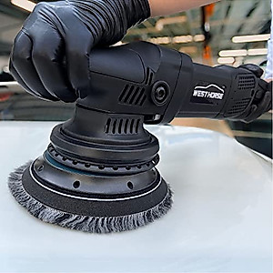 WEST HORSE 5 Inch Wool Buffing and Polishing Pads, 100% Wool One-Step-Polish Pad with Hook and Loop for Orbital Polisher (Grey, 5 Inch)