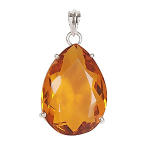 GEMHUB 15.75 Gram Stunning Yellow Citrine Pear Cut Gemstone Pendant Without Chain, Handmade 925 Sterling Silver