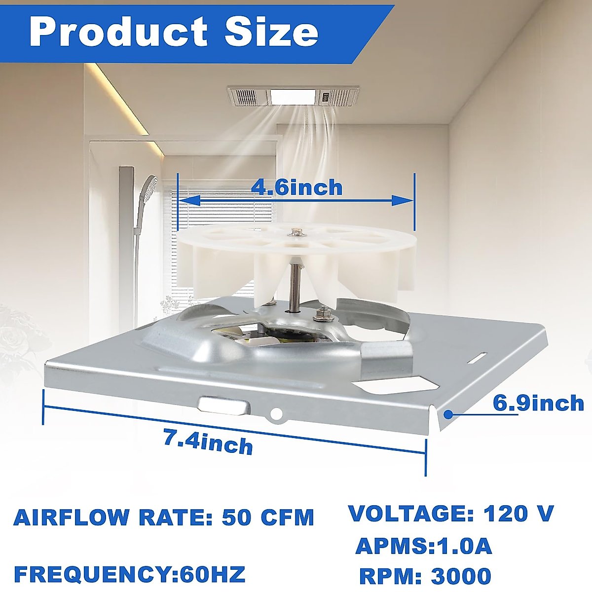 New Upgraded S97012026 Fan, Bathroom Fan Assembly Compatible with Broan-Nutone 688-K、 688-J、688-H、 688-G、663-J、663-H、663G, 695-R02 B、695-R01B、695-R03 B, 50 CFM