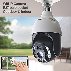 EVERSECU 2K 4MP Light Bulb Security Camera, Outdoor Waterproof, 360° View, 2.4G WiFi&Wireless, Motion Detection, Auto Tracking, 2 Way Audio, Color Night Vision, Work with Alexa Google