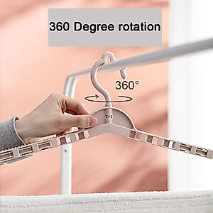 Foshine 4 Pack Extra Large Hangers Big Clothes Hangers Enlarge Adjustable Shoulder 16.5"-26" Drying Hanger Sturdy for Wide Polos Tops Cardigans Quilt Bath Towel Big and Tall Shirts (Light Pink)