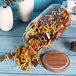 LEAVES AND TREES Y Large Glass Jar with Lid, 1 Gallon Large glass Storage Containers with Wooden Lid for Laundry Room, Big Glass Canisters with Airtight Lid Suit for Rice Container Jar, Cookie Jar