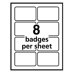 Avery Flexible Name Tag Stickers, White Rectangle Labels, 400 Removable Name Badges, 2-1/3" x 3-3/8" (5395) & Printable Tent Cards with Sure Feed Technology, 2.5" x 8.5"