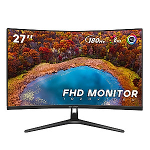 CRUA 27" 144Hz/180Hz Curved Gaming Monitor, FHD 1080P VA Screen 1800R Computer Monitors, 1ms(GTG) with FreeSync, Low Motion Blur, DisplayPort, HDMI, Support Wall Mount Install- Black