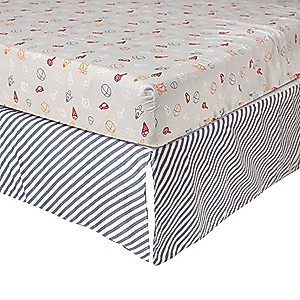 Orange Infinity 4 Piece Dreamland Crib Bedding Sets for Boys and Girls for Standard Size Crib | Nursery Baby Bedding Set of Crib Fitted Sheet, Crib Quilt, Dust Ruffle & Pillow Case, Grey