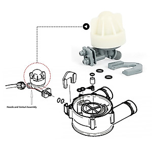 New Water Softener Nozzle and Venturi Assembly 7253808 Replacement, Compatible with EcoWater, North Star, Sears, GE Replaces 7187065, 7165704, 7214969, 7253808, WS15X10027, 7238450