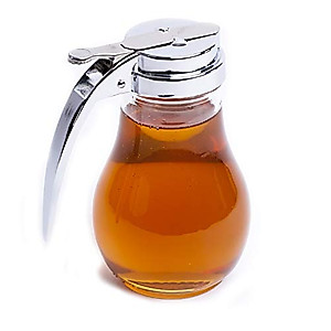 eHomeA2Z Syrup Dispenser Honey Pot Glass Jar Commercial Quality With Metal Top Update Box Gift For Mom