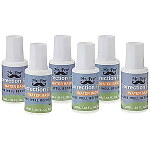 Mr Pen- Correction Fluid, Pack of 6, Correction liquid White, Liquid Eraser, White Correction Fluid Foam, White Fluid, White Out, Wipe Out Liquid, Wide Out Fluid, White Correction Tape Pen Fluid