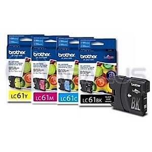 4 Genuine Oem Brother Lc61 Ink Cartridges / 1 Full Set