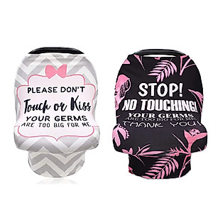 Car Seat Cover for Babies, 2 Pack No Touching Sign Carseat Canopy, Multiuse Nursing Covers for Breastfeeding, Infant Stroller Covers for Newborn, Ultra-Soft Breathable