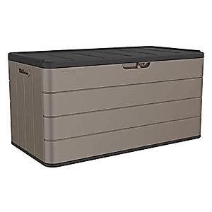 Mrosaa Resin Deck Storage Box, 85 Gallon Outdoor Storage Box Waterproof for Garden Storage,Patio and Backyard, Lockable Brown Color