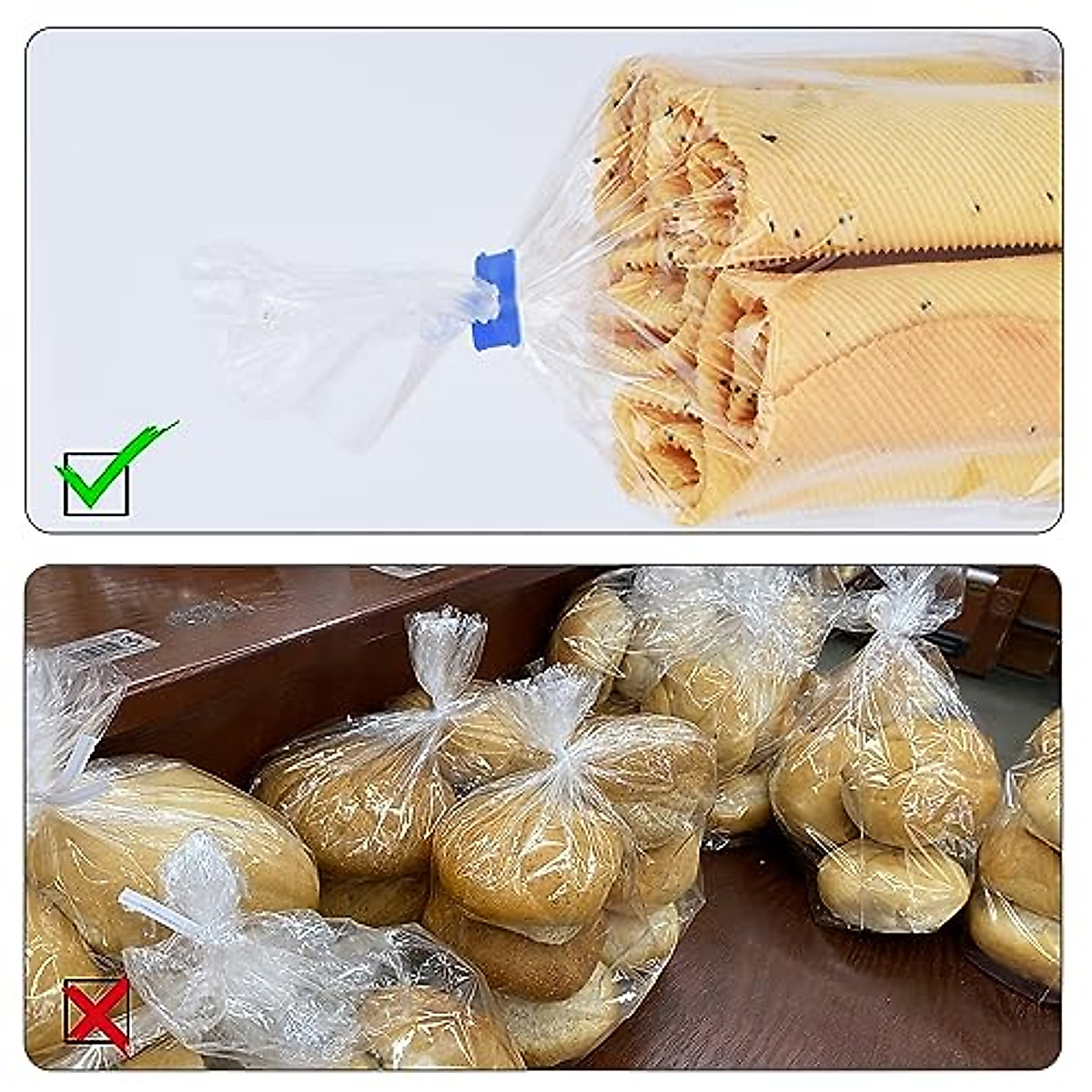 100 Pieces Reusable Blue Plastic Bread Clips Keep Your Food Fresh, Food Storage Bag Clips 7/8 x 1 Inches