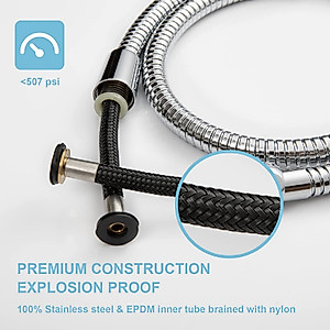 OFFO Shower Hose, 48 Inch Bidet Hose High Pressure Explosion Proof Toilet Hose for Bidet Sprayer Stainless Steel Electroplating Handheld Shower Hose Flex Hoses with Woven Inner Tube, Chrome