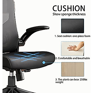 NOXXON Ergonomic Office Chair,Office Chair,High Back Tilt Ergonomic Home Office Desk Chair Black Adjustable Height Computer Chair with Flip Up Arms & Headrest & Lumbar Support & Rolling Wheels