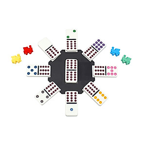 Regal Games â€“ Double 12 Dominoes â€“ Colored Dots Set â€“ Mexican Train Edition Set with, 91 Tiles, 4 Trains, Hub, & Collector's Tin - 2-8 Players Ages 8+ for Kids & Adults