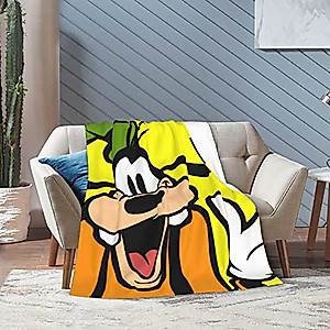 Cartoon Printing Flannel Super Soft Throw Blanket for Kids Adults,Comfortable and Warm for Sofa Bed Bedroom Living Room Camping Travel (Yellow) 80"X60"