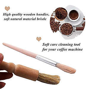 Coffee Brush Set Professional Espresso Brush Kit Include Wooden Coffee Grinder Machine Cleaning Brush and Nylon Espresso Brush for Coffee Machine Group Head (5)