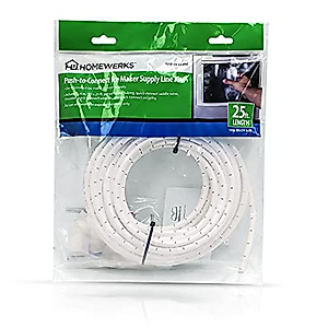 Homewerks 7252-25-14-PTC Ice Maker Supply Line and Humidifier Installation Kit 1/4-Inch x 25ft Push to Connect Poly Tube Universal Compatibility, Brass