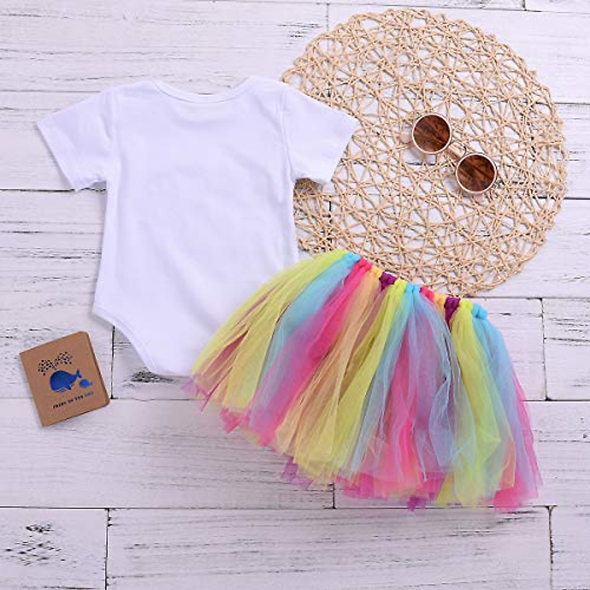 Baby Girls' 1st Birthday Tutu Dress Short Sleeve Colours One Romper Top Lace Skirt Clothes Outfit 2Pcs (Colours, 12-18 Months)