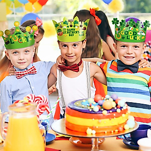 24 Sets of St. Patrick's Day Crown Crafts Kit for Kids St. Patricks Day DIY for Irish Party Shamrock Clover Paper Hat Decorations Saint Patrick's Day Classroom Supplies Favors