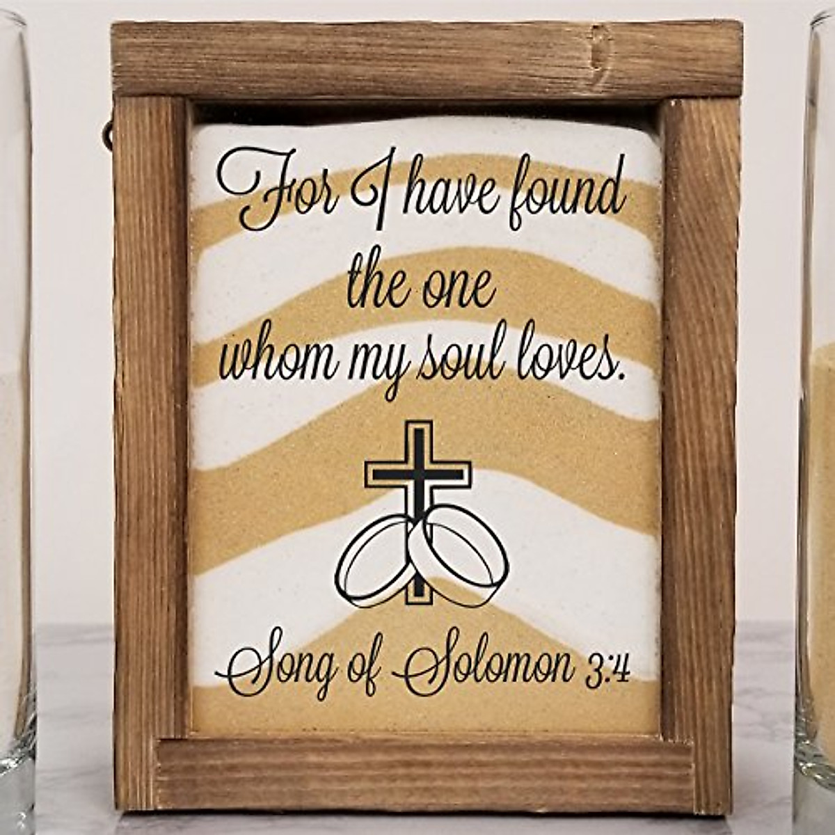 Rustic Unity Sand Ceremony Set for I Have Found The One Whom My Soul Loves with Black Writing Wedding, Vow Renewal, Beach Wedding Decor, Unity Candle Alternative