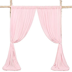 Sheer Curtain Drapes 10ft x 8ft Pink Chiffon Fabric Backdrop Drapes Curtain for Wedding Arch Party Window Decoration