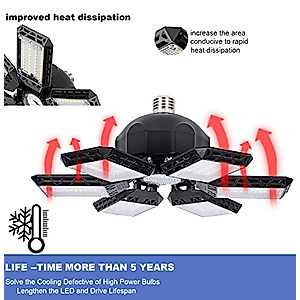 2-Pack 160W LED Garage Light with 6+1 Multi-Position Panels - 16000LM 6500K E26/E27 Deformable LED Ceiling Lights, Easy-Installation LED Lights, Workshop,Basement Bay