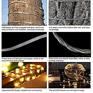 RUICHEN Fairy Lights Plug in, Waterproof 8 Modes 72 Ft 200 LED PVC Coating Silver Wire Twinkle String Lights for Bedroom Patio Garden Fence Christmas Wedding Party (Warm White)