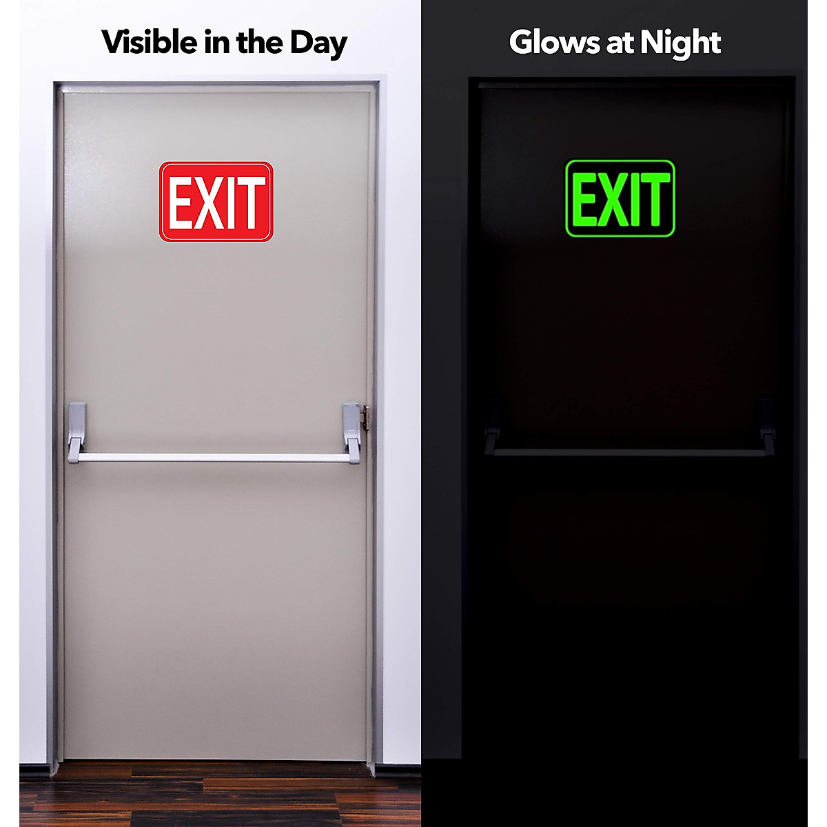 Aluminum Photoluminescent EXIT Sign | Glows for Up to 10 Hours | Ultra Reflective and Well Lit - Emergency Light (Stickers Decals)