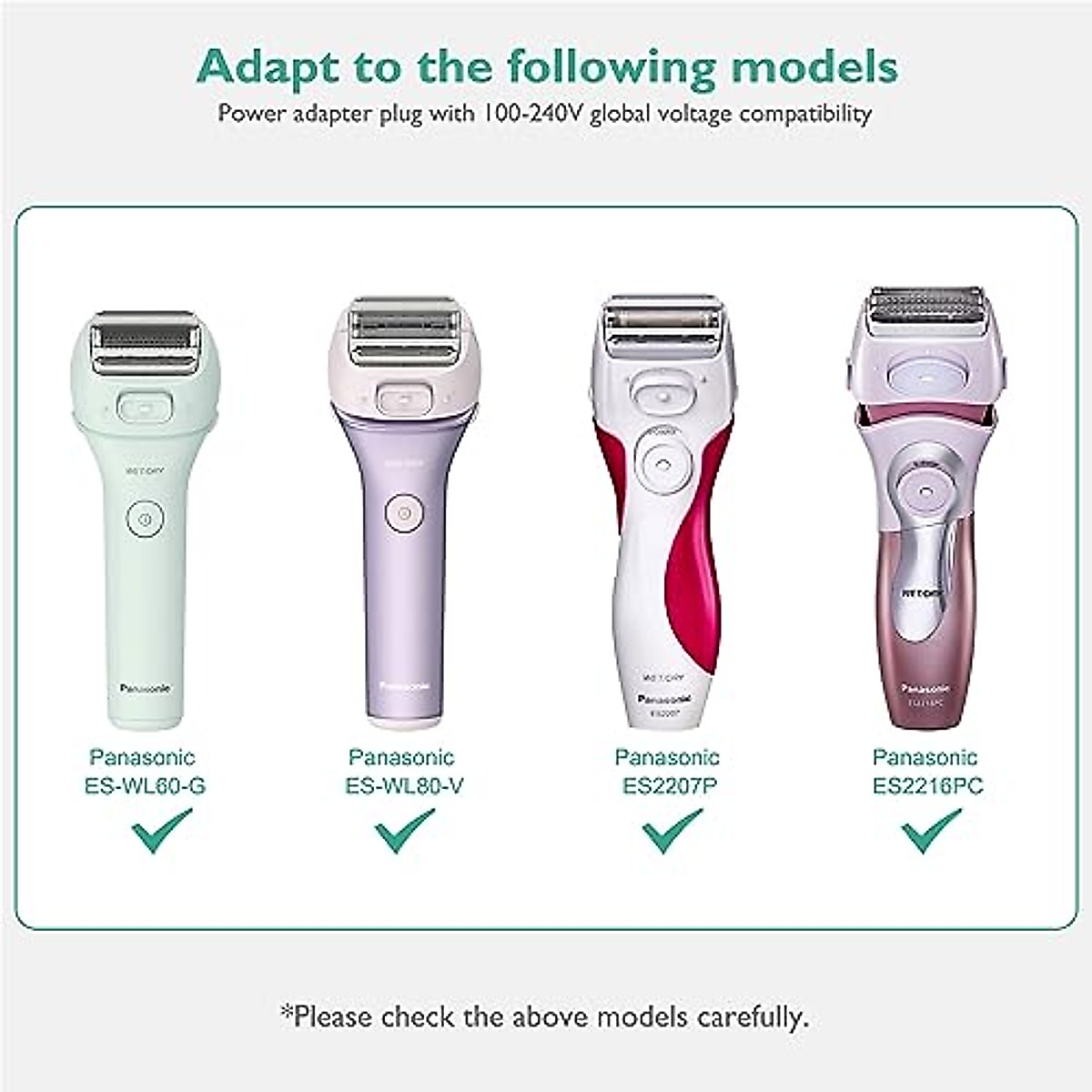 Lnauy Shaver Charger Stand Compatible with Panasonic ES-WL60-G ES-WL80-V ES2216PC ES2207P Wet Dry Electric Shaver for Women Close Curves Electric Razor Charger Base Power Supply Adapter Replacement